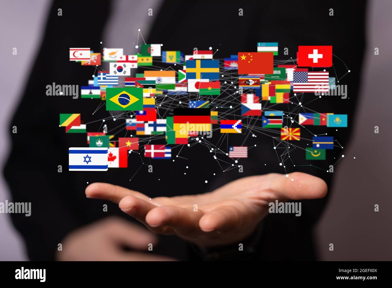 Interconnected world map business travel hi-res stock photography and ...