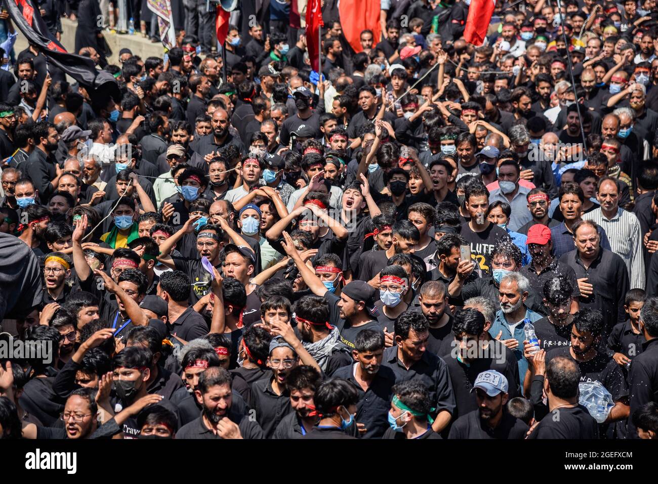 Kashmiri Shia Muslims beat their chests as they mourn during the Ashura ...