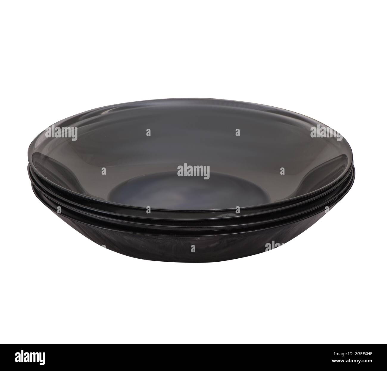 set of black plates on white background Stock Photo - Alamy