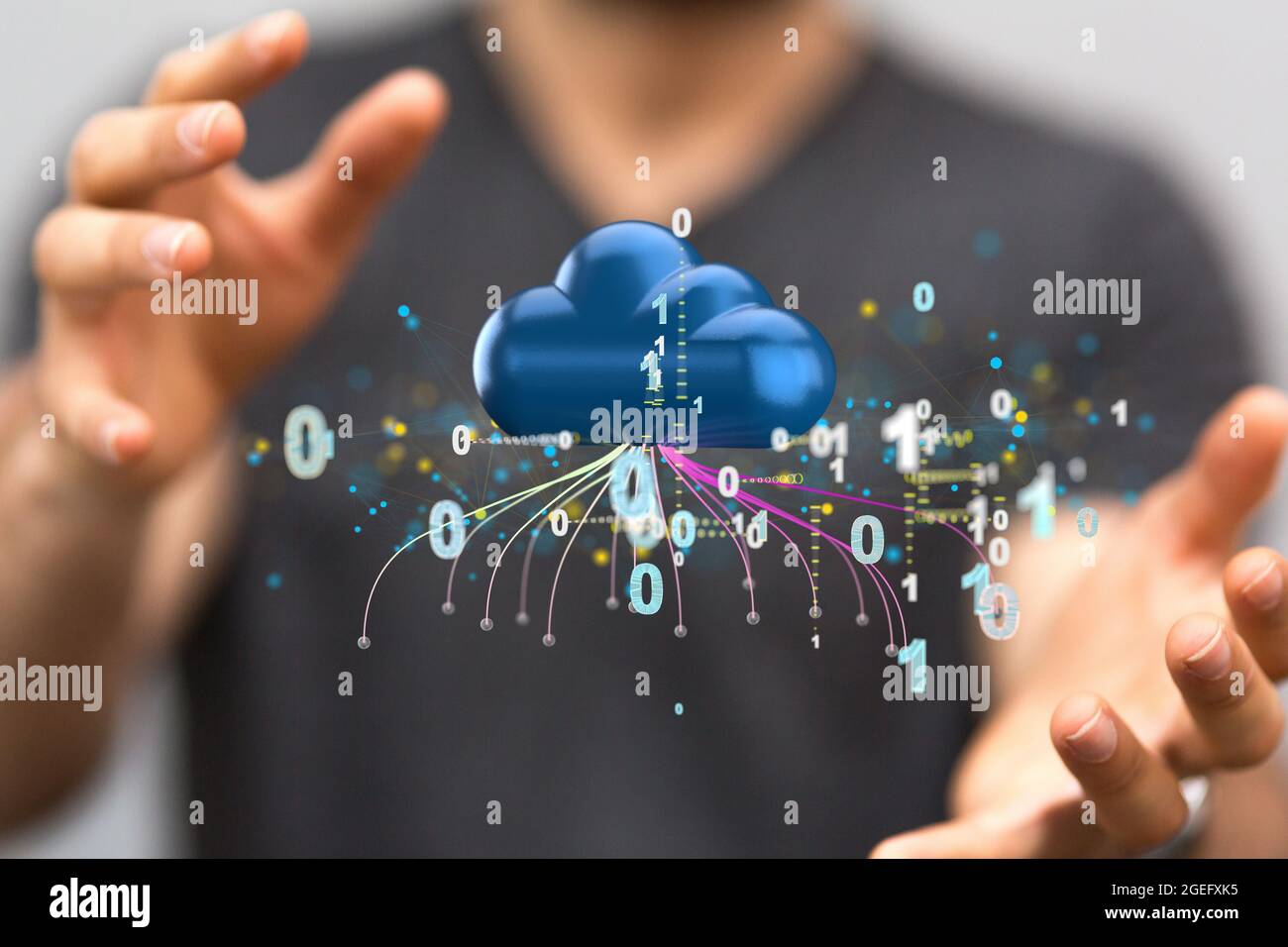 3D render of artificial intelligence cloud technology - integrated ...