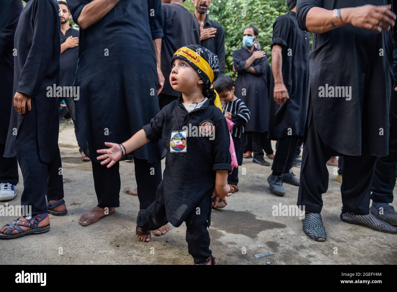 A kashmiri Shia boy beats his chest as he takes part during the Ashura ...
