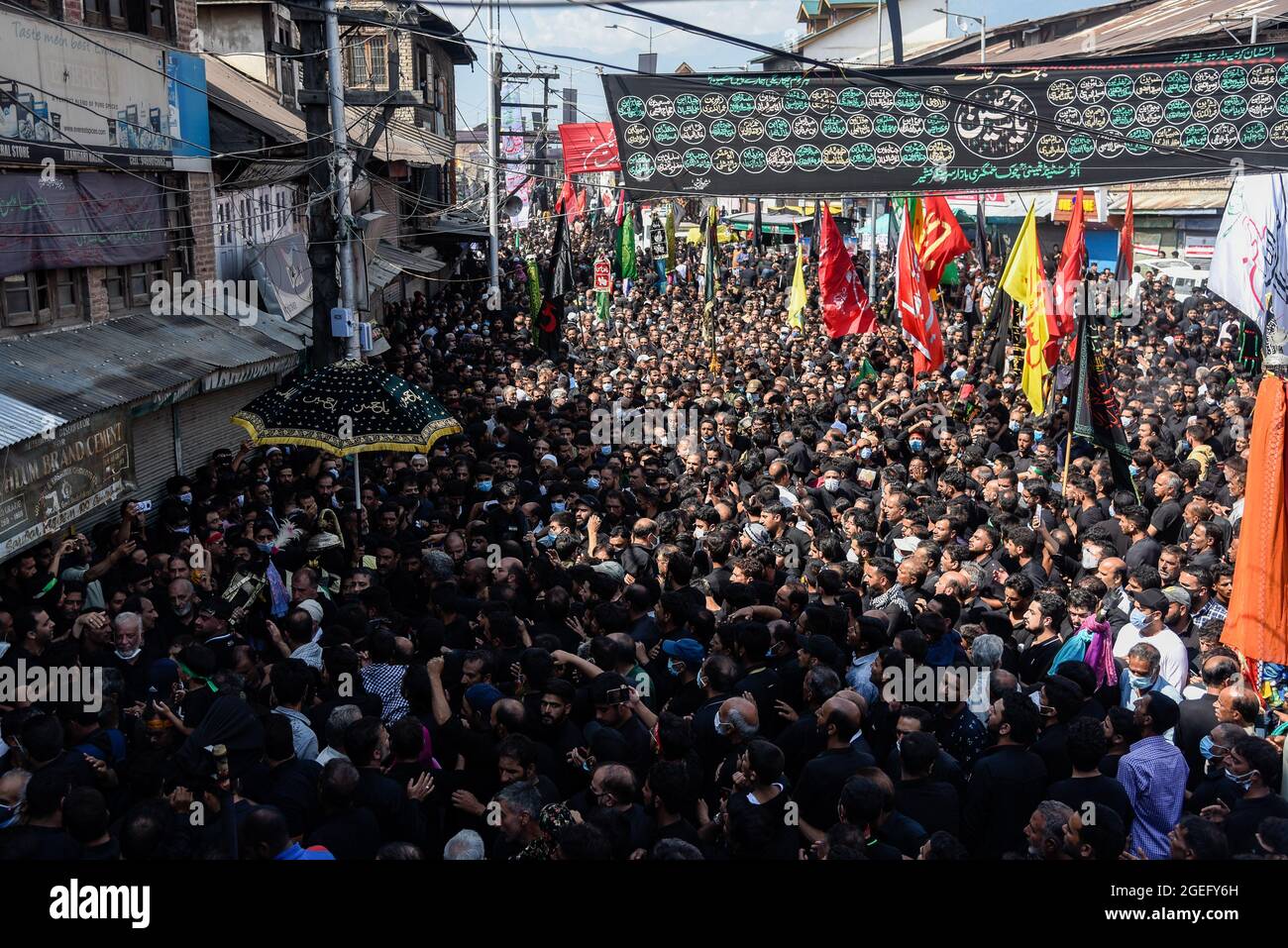 Kashmiri Shia mourners are seen during the Ashura in Srinagar. Shia ...