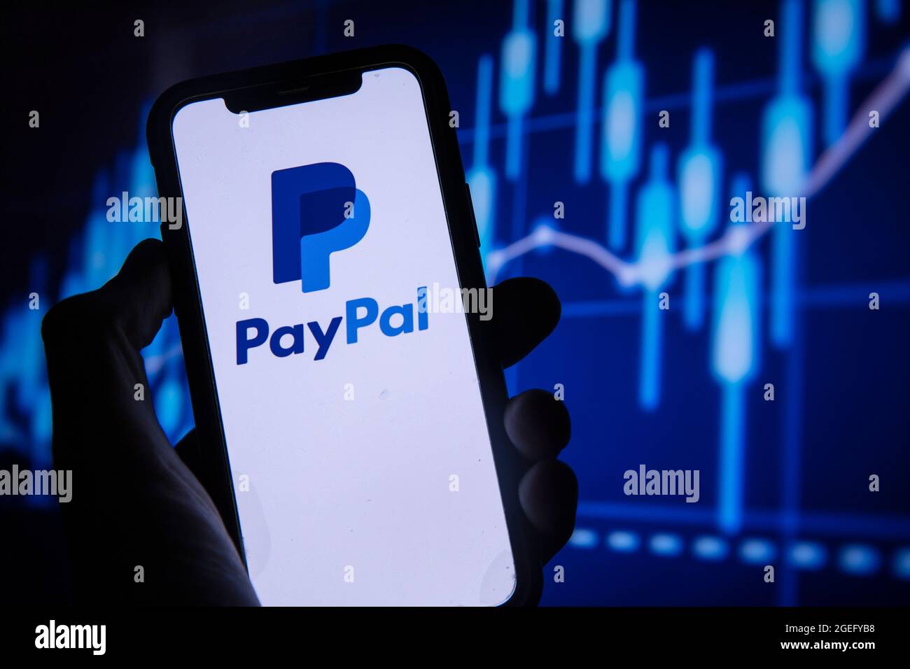 LONDON, UK - August 2021: Paypal finance service logo on a smartphone ...