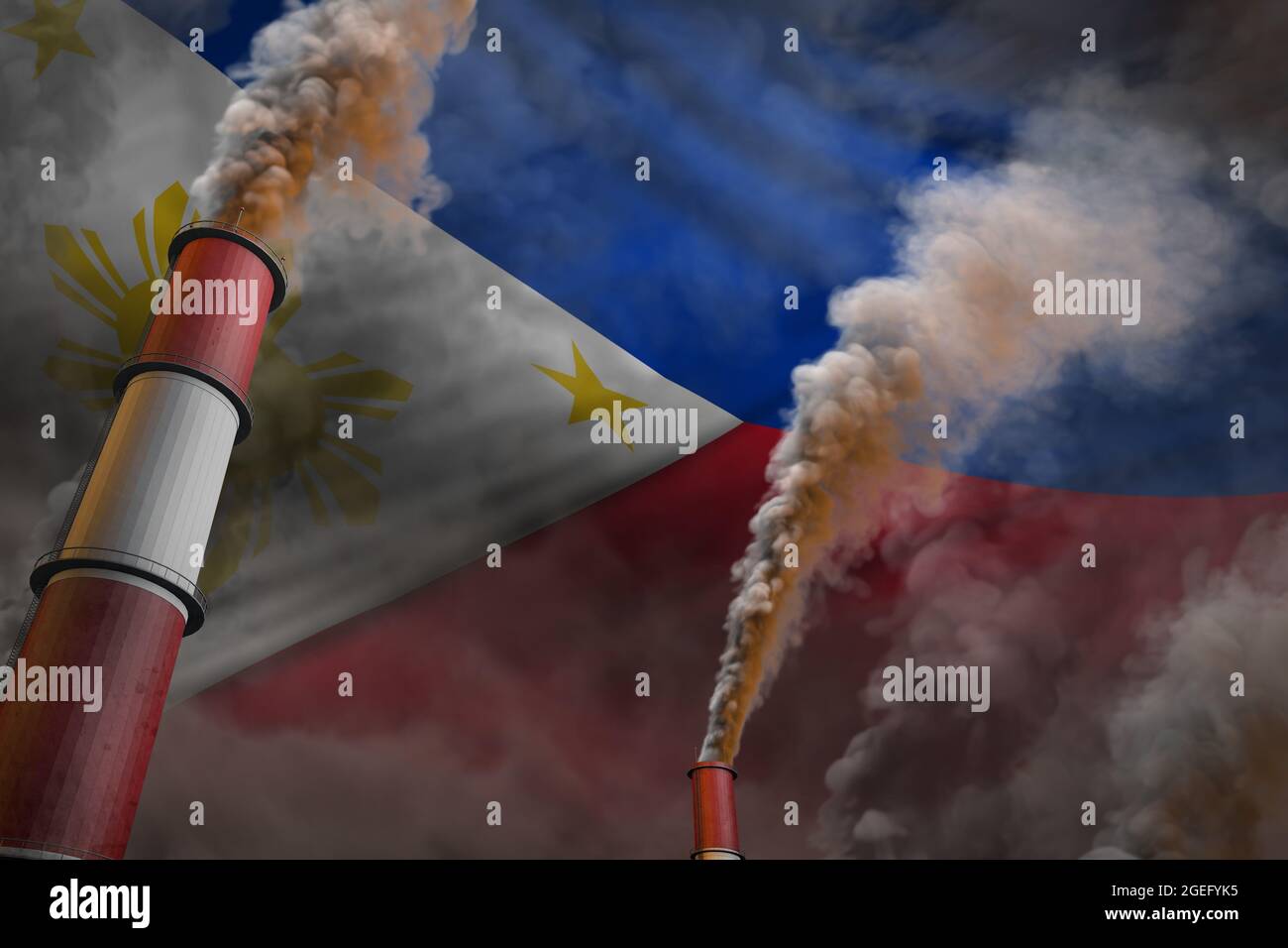 Pollution fight in Philippines concept - industrial 3D illustration of ...