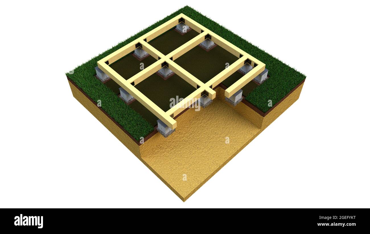 individual footing base - isolated digital industrial 3D rendering ...