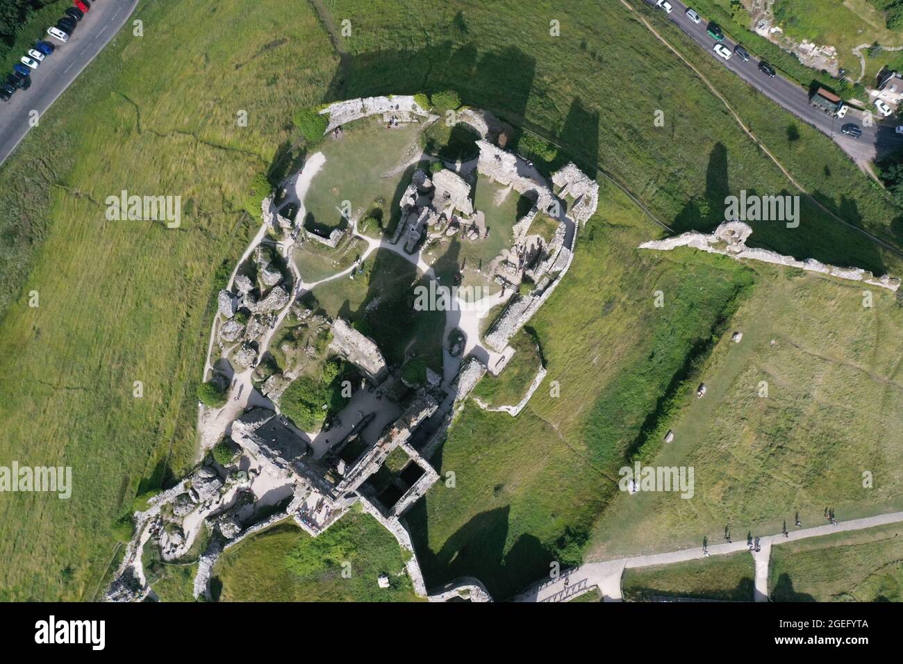 Aerial view of Corfe Castle, Dorset UK Stock Photo - Alamy
