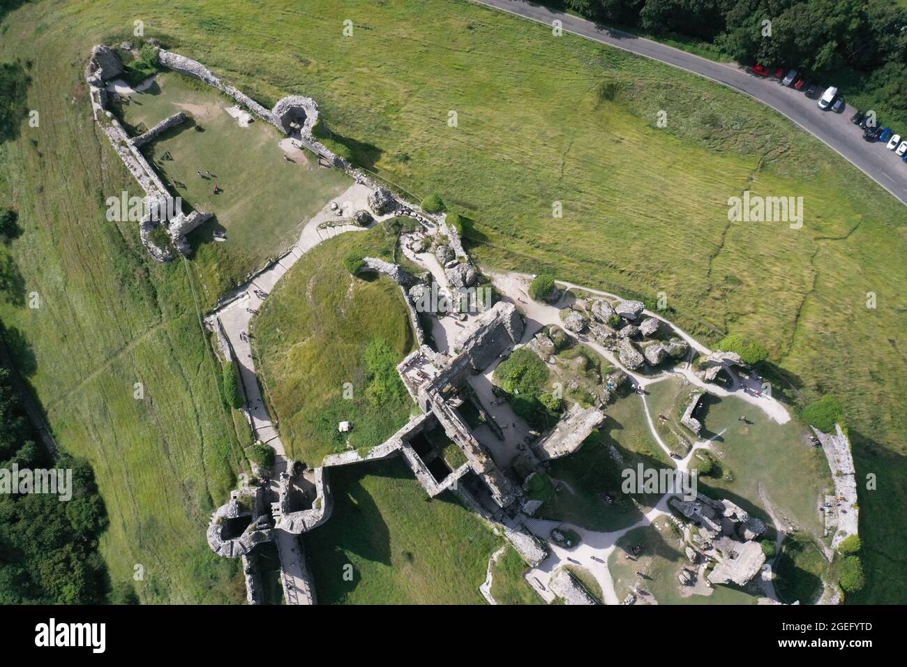 Aerial view of Corfe Castle, Dorset UK Stock Photo - Alamy