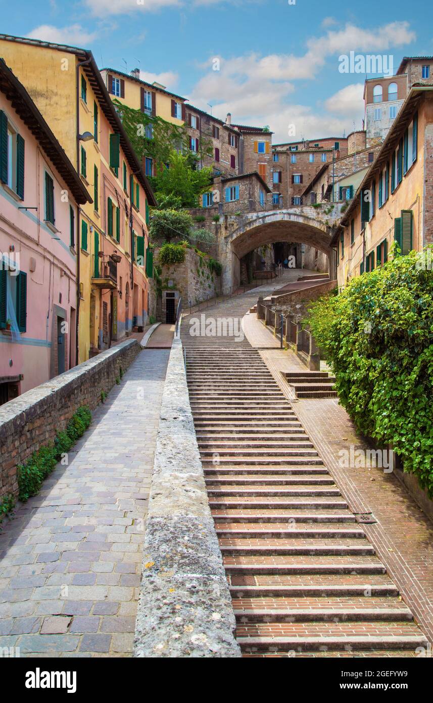 Perugia (Italy) - A characteristic views of historical center in the ...
