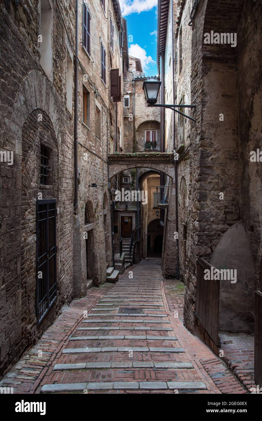 Perugia (Italy) - A characteristic views of historical center in the ...