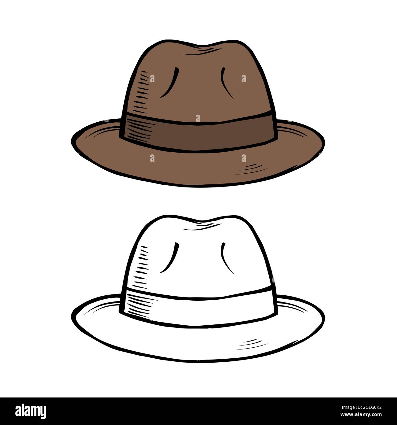 Drawing of a male hat on a white background. Fashion accessory. Retro ...