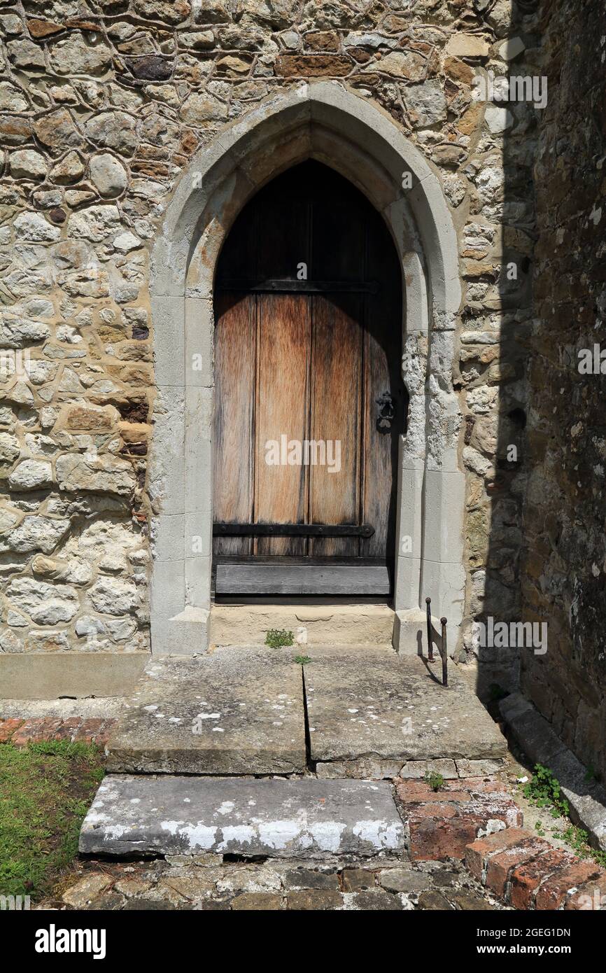 Wooden door on church of St Peter and St Paul on Rectory Lane, Saltwood ...