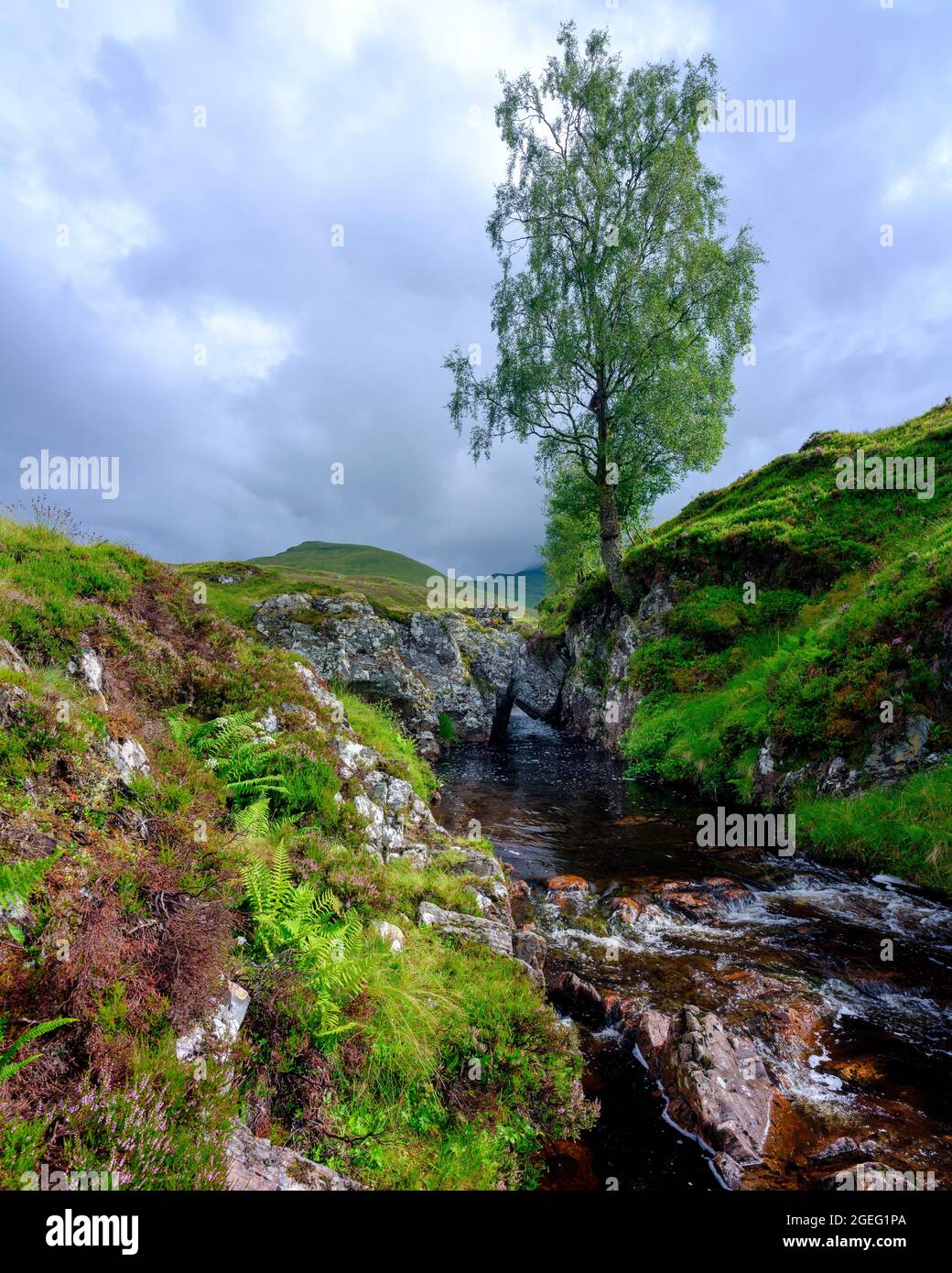 Ben Lawers, Scotland - August 7, 2021: Highland stream, waterfall and ...