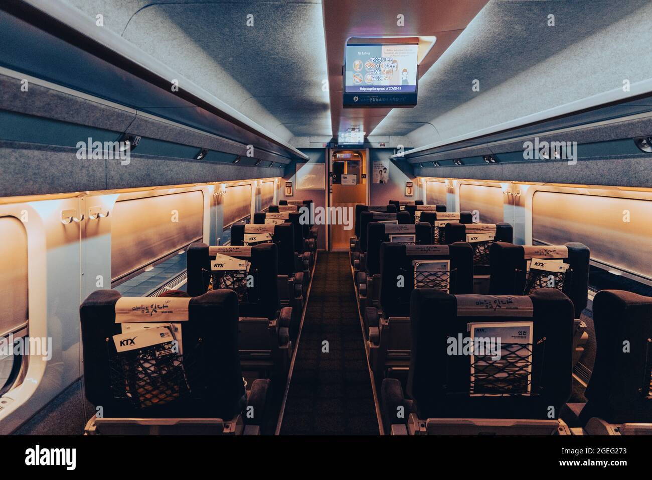 Interior of first class KTX train at Seoul station, South Korea Stock ...