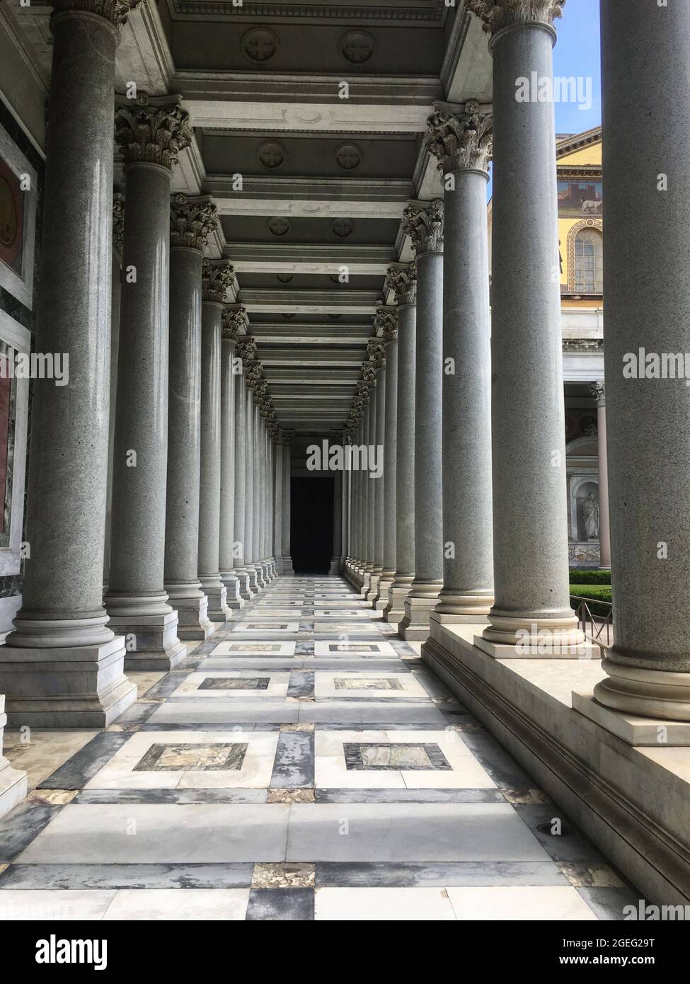 Symmetric hallway construction of Basilica Papale di San Paolo Fuori le ...