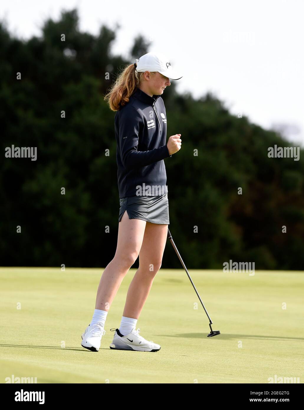 Scotland's Louise Duncan celebrates a birdie on the 13th during day two ...