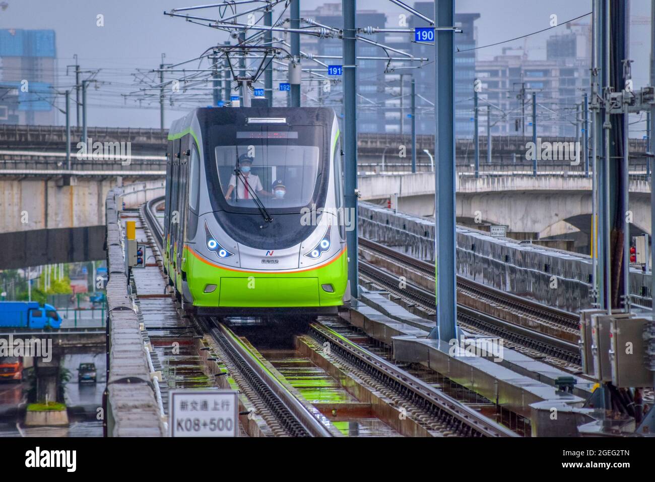 Foshan,China August 18,2021.Nanhai Tram Line 1,The new tram system in ...