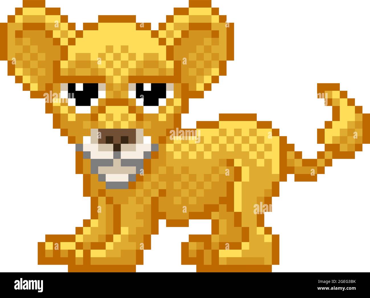 Lion Cub Pixel Art Retro Video Game Cartoon Mascot Stock Vector Image ...