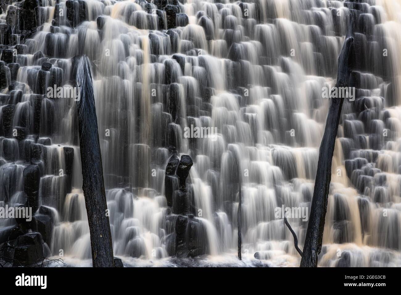 Dip Falls cubic basalt rocks, Mawbanna, Tasmania, Australia Stock Photo ...