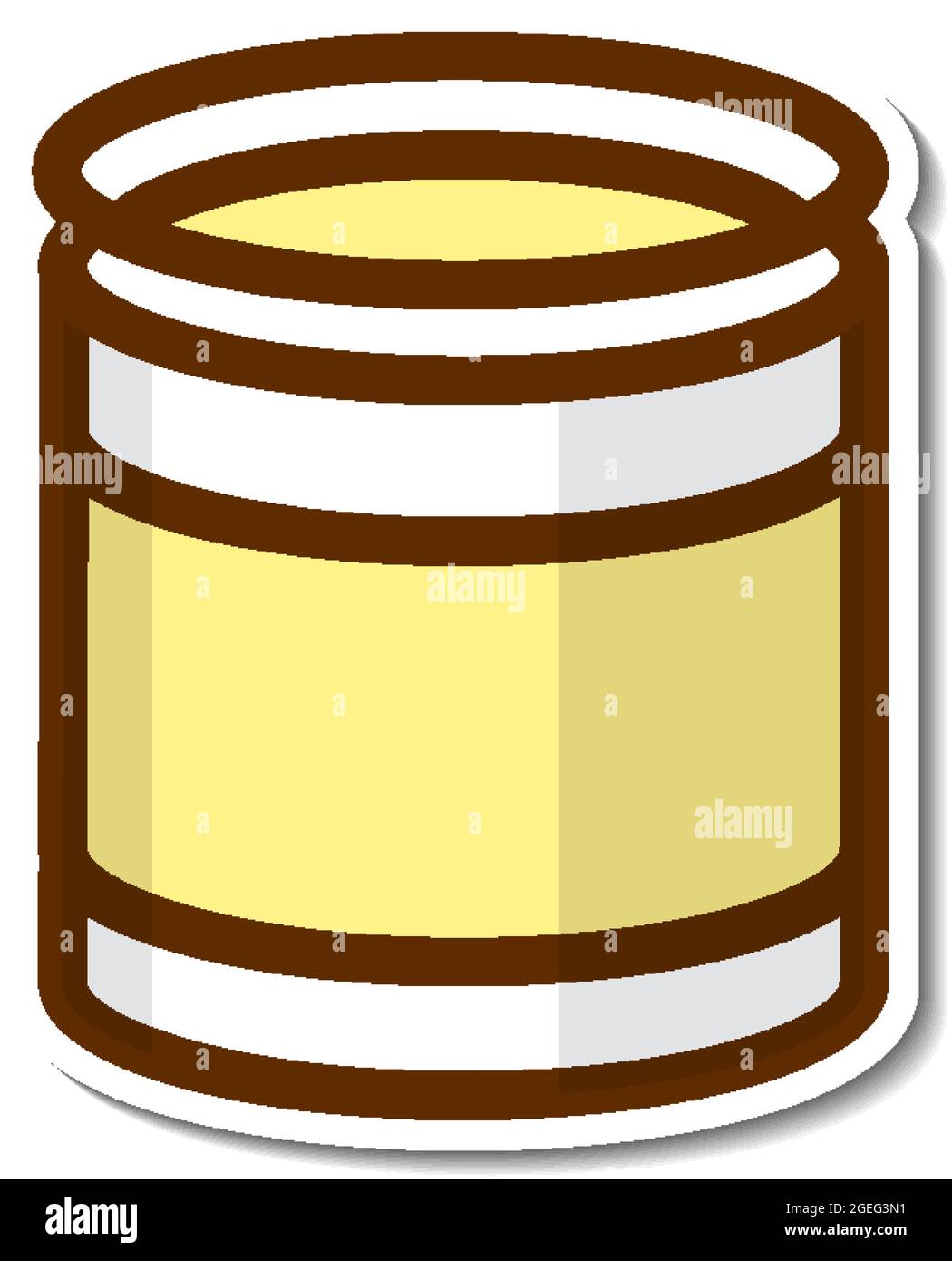 Yellow can cartoon sticker on white background illustration Stock ...