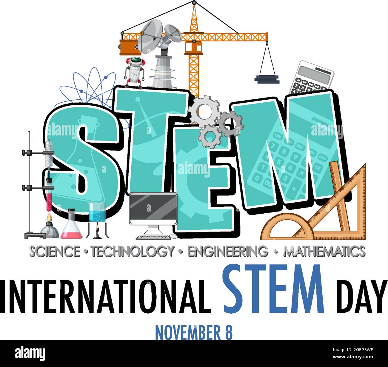 International STEM Day on November 8th logo banner illustration Stock ...