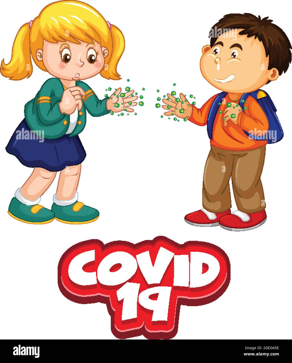 Two kids cartoon character do not keep social distance with Covid-19 ...