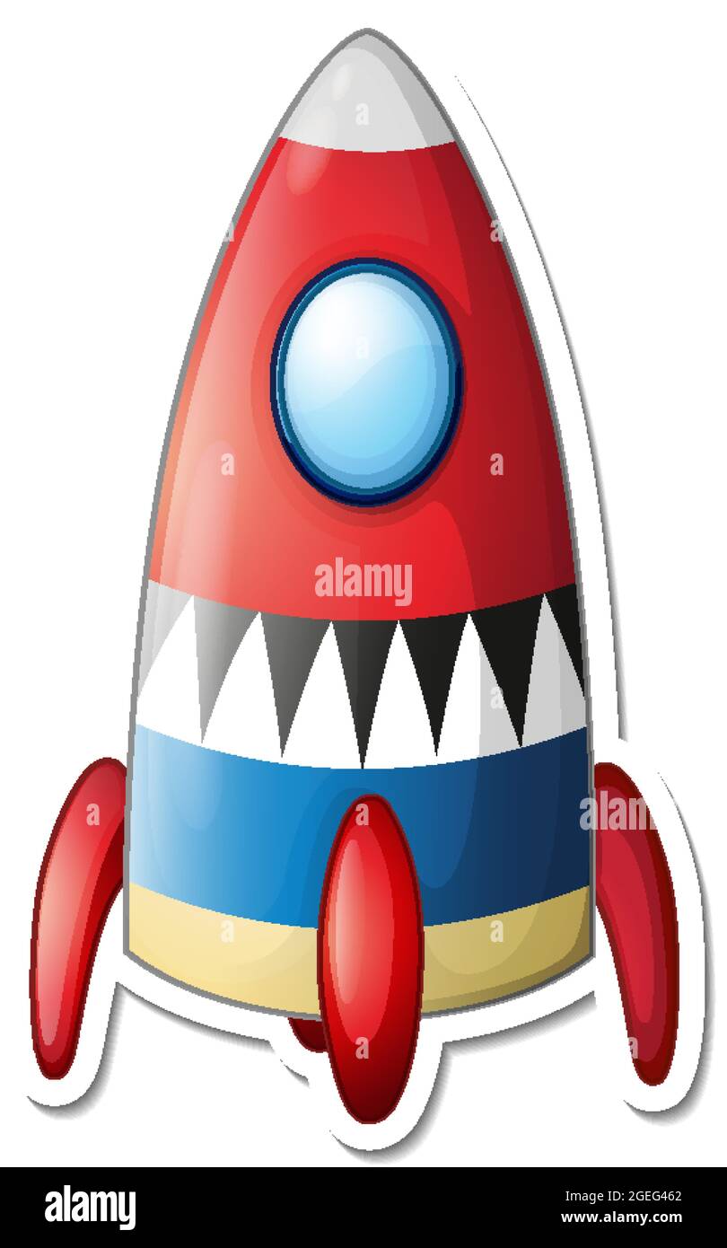 A sticker template with Space Ship Cartoon isolated illustration Stock ...