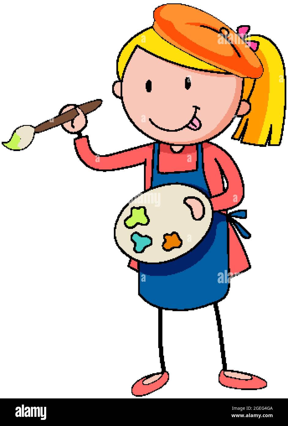 Little artist holding colour palette cartoon character isolated ...