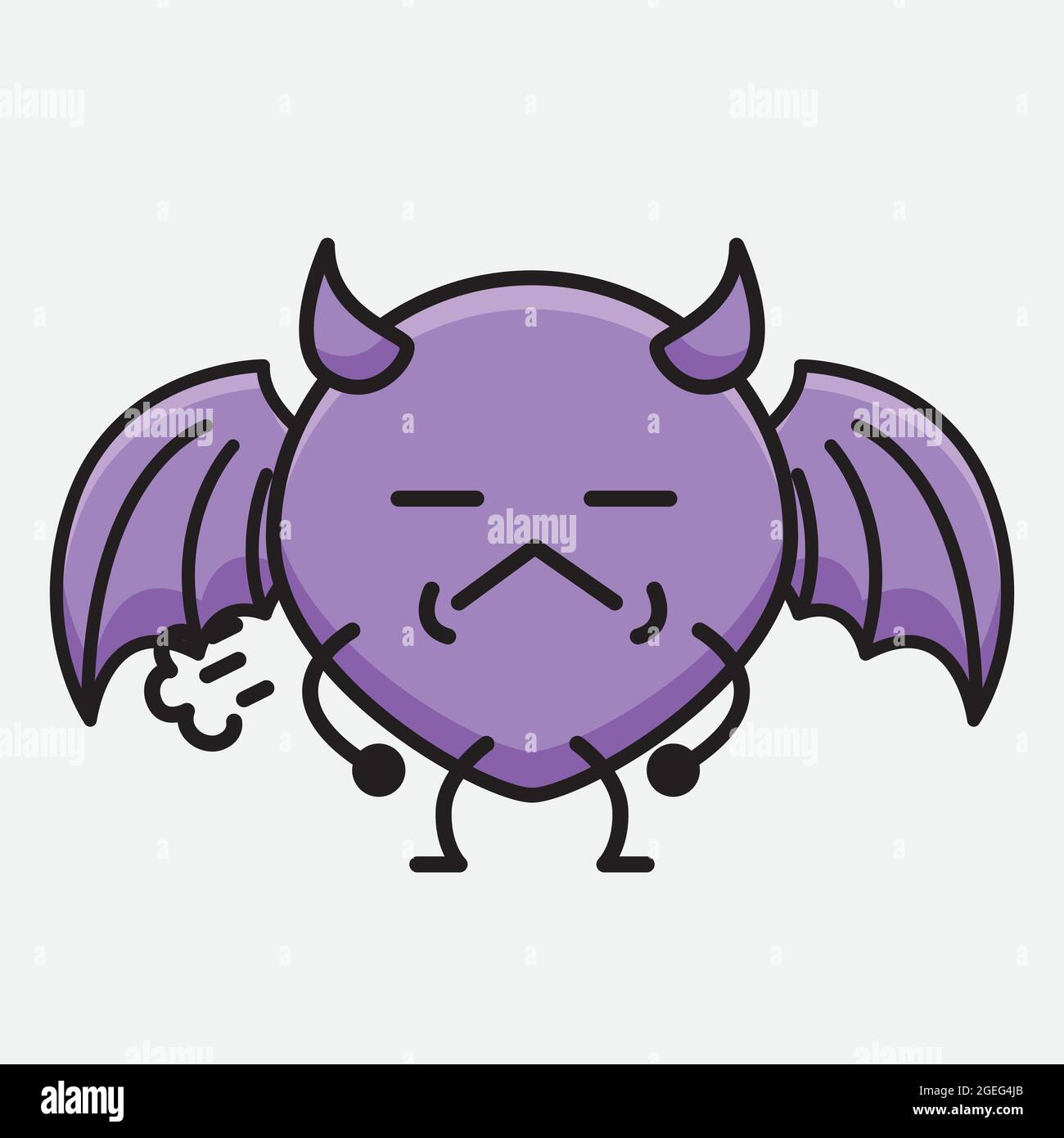Vector Illustration of Devil Bat Character with cute face and simple ...