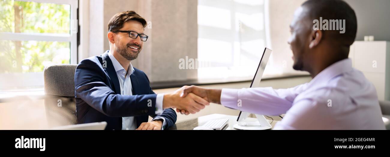 Staffing Interview In Office. Law Recruiter Meeting Handshake Stock ...