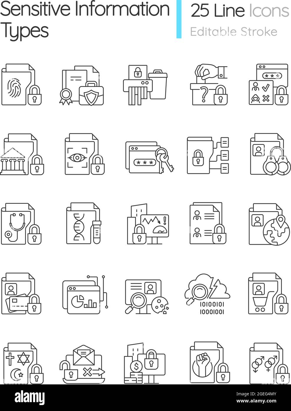 Sensitive information types linear icons set Stock Vector Image & Art ... Sensitive information types linear icons set Stock Vector Image & Art ...
