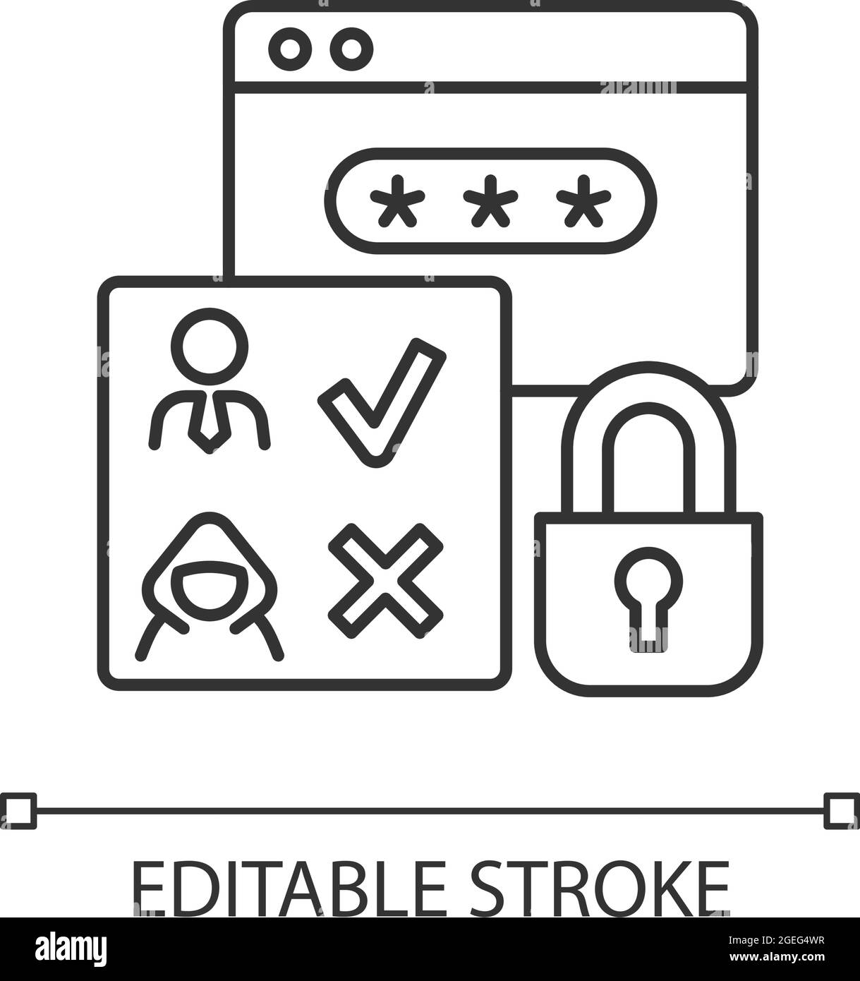 Security code icon linear Black and White Stock Photos & Images - Alamy