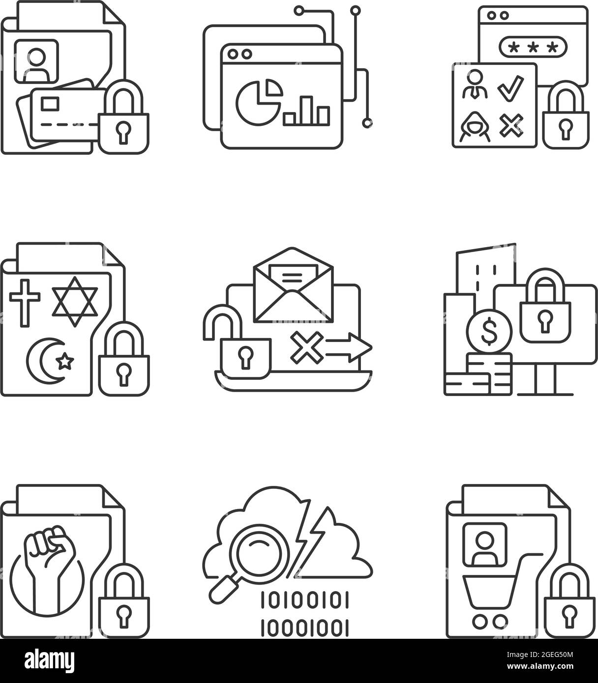 Personal data protection line Black and White Stock Photos & Images - Alamy