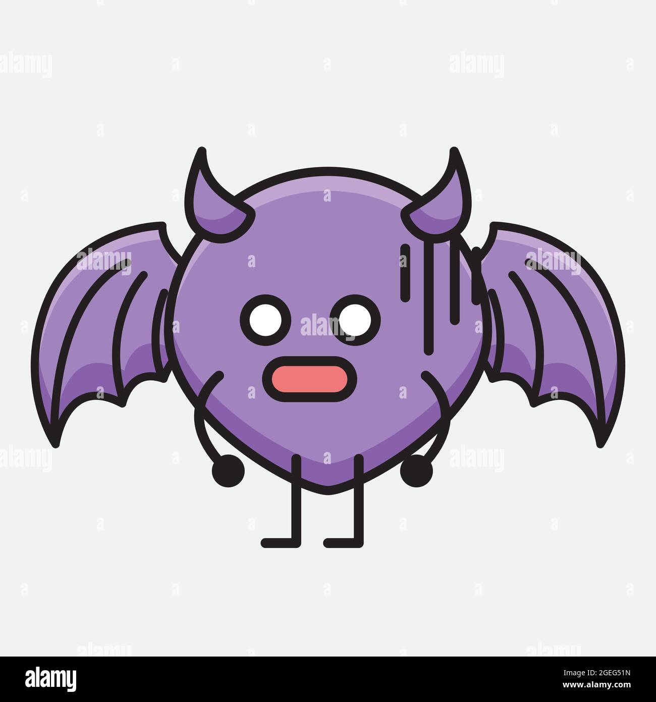 Vector Illustration of Devil Bat Character with cute face and simple ...
