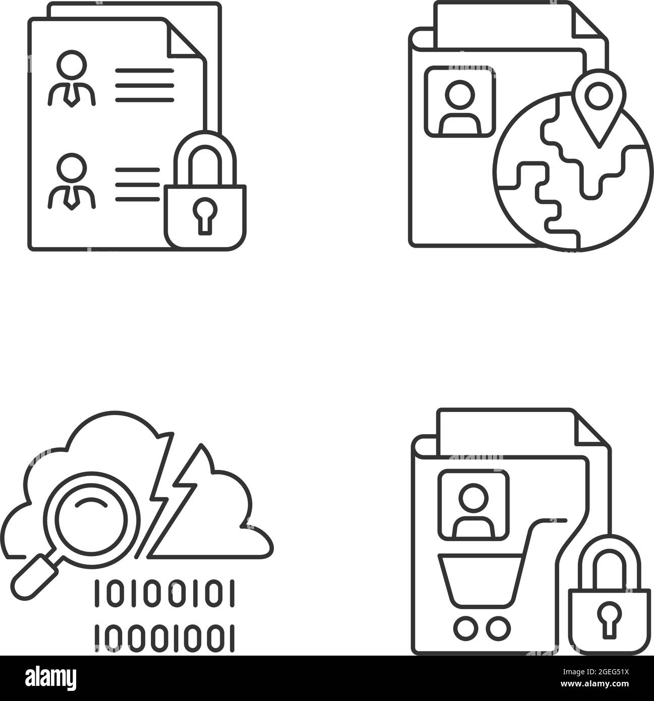 Maintain information security linear icons set Stock Vector Image & Art ...