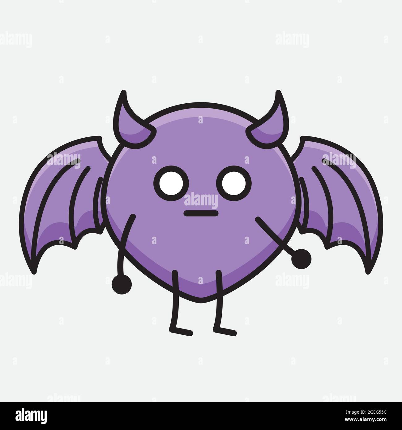 Vector Illustration of Devil Bat Character with cute face and simple ...