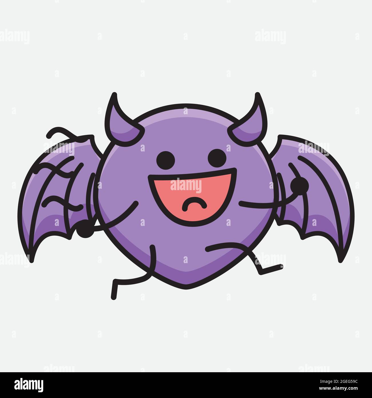 Vector Illustration of Devil Bat Character with cute face and simple ...