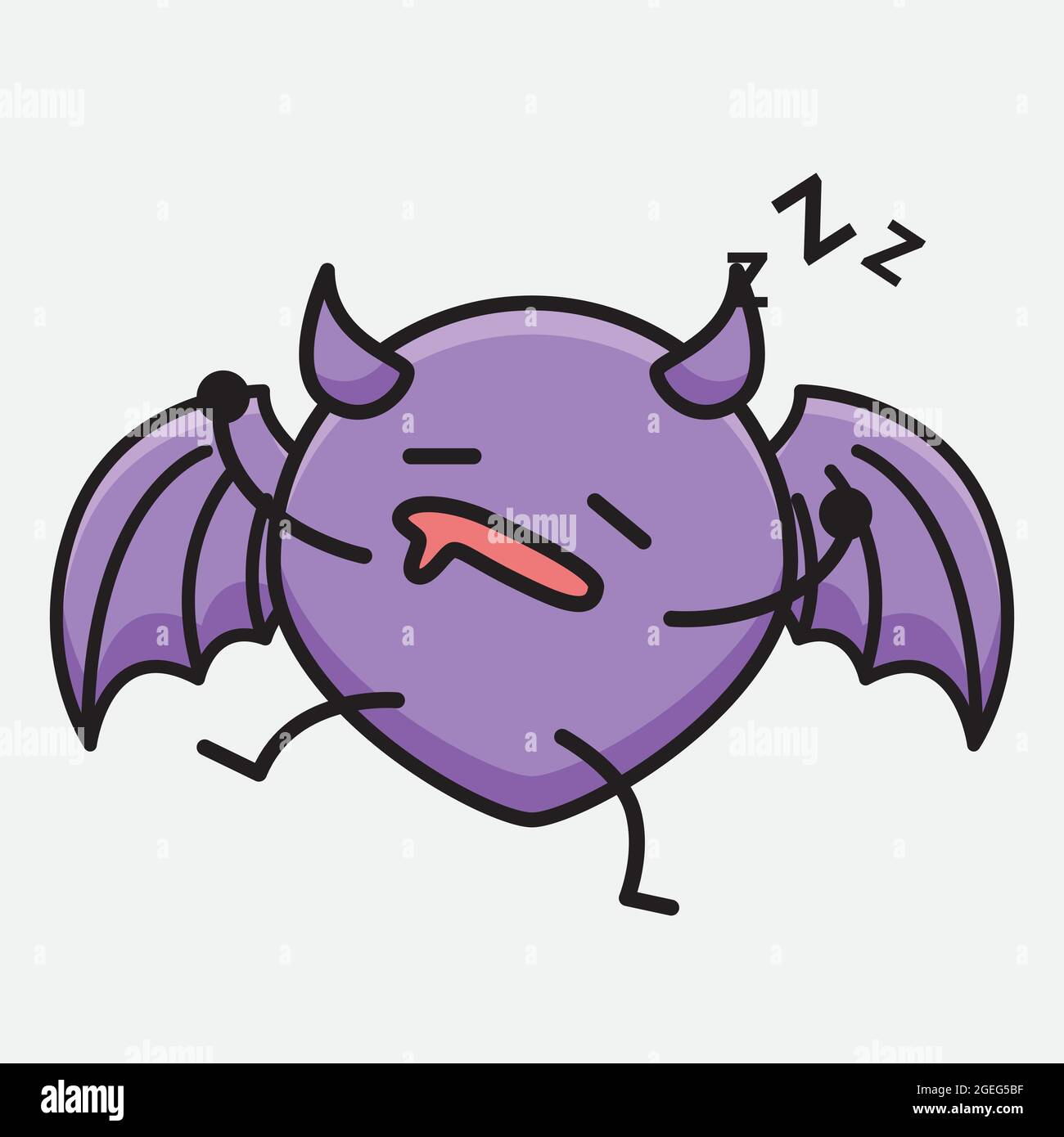 Vector Illustration of Devil Bat Character with cute face and simple ...