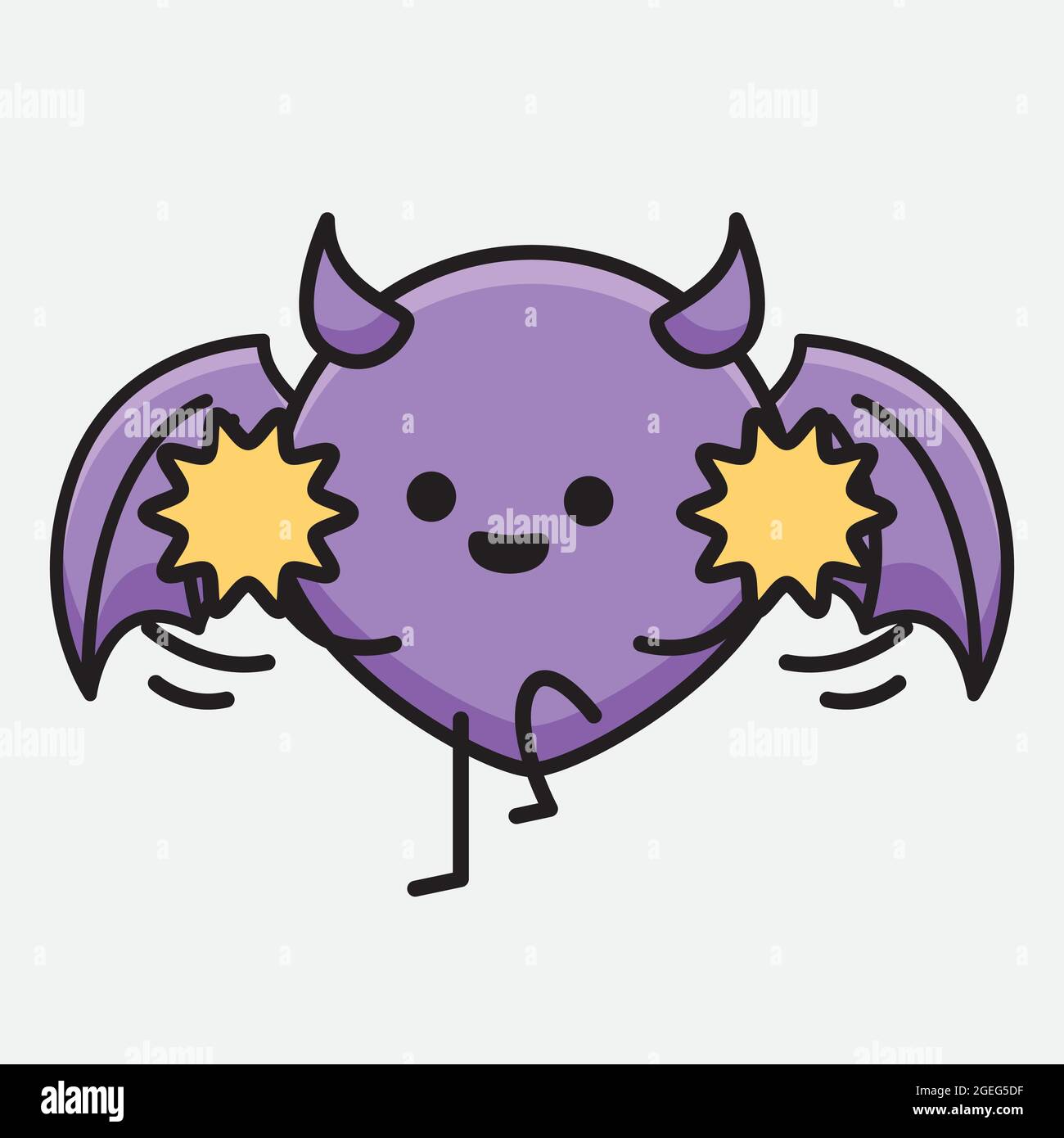 Vector Illustration of Devil Bat Character with cute face and simple ...