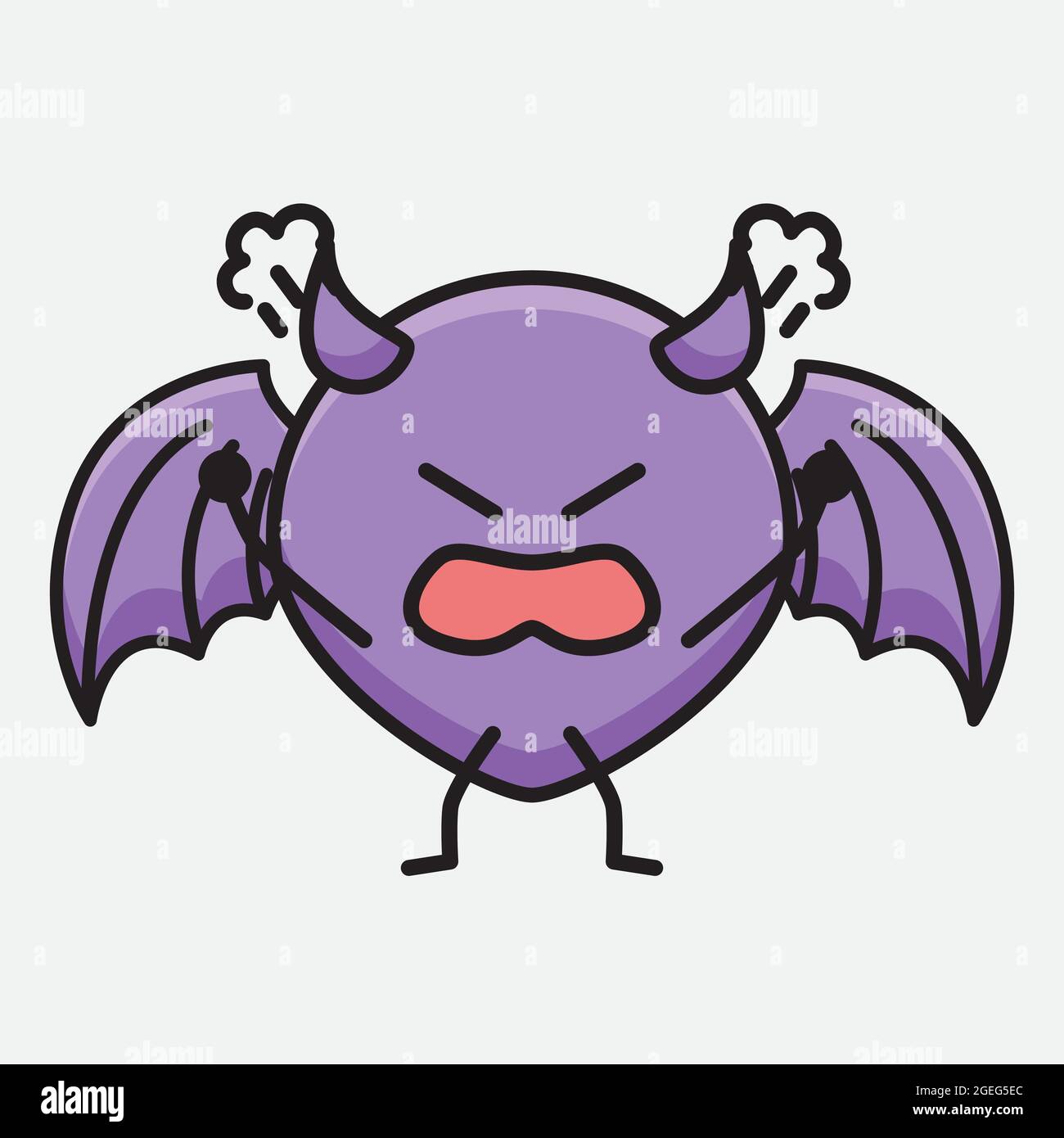 Vector Illustration of Devil Bat Character with cute face and simple ...