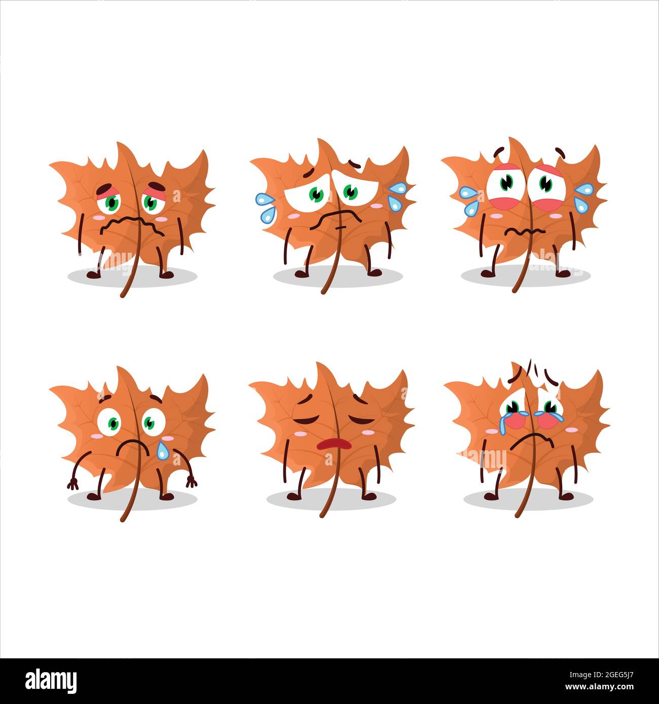 Maple Leaf cartoon in character with sad expression. Vector ...