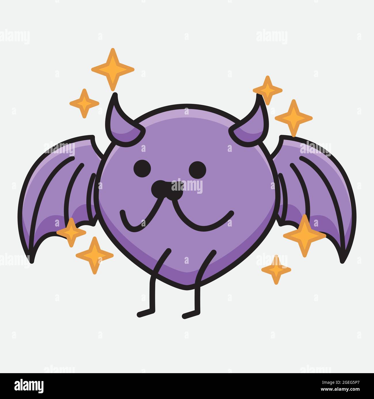 Vector Illustration of Devil Bat Character with cute face and simple ...