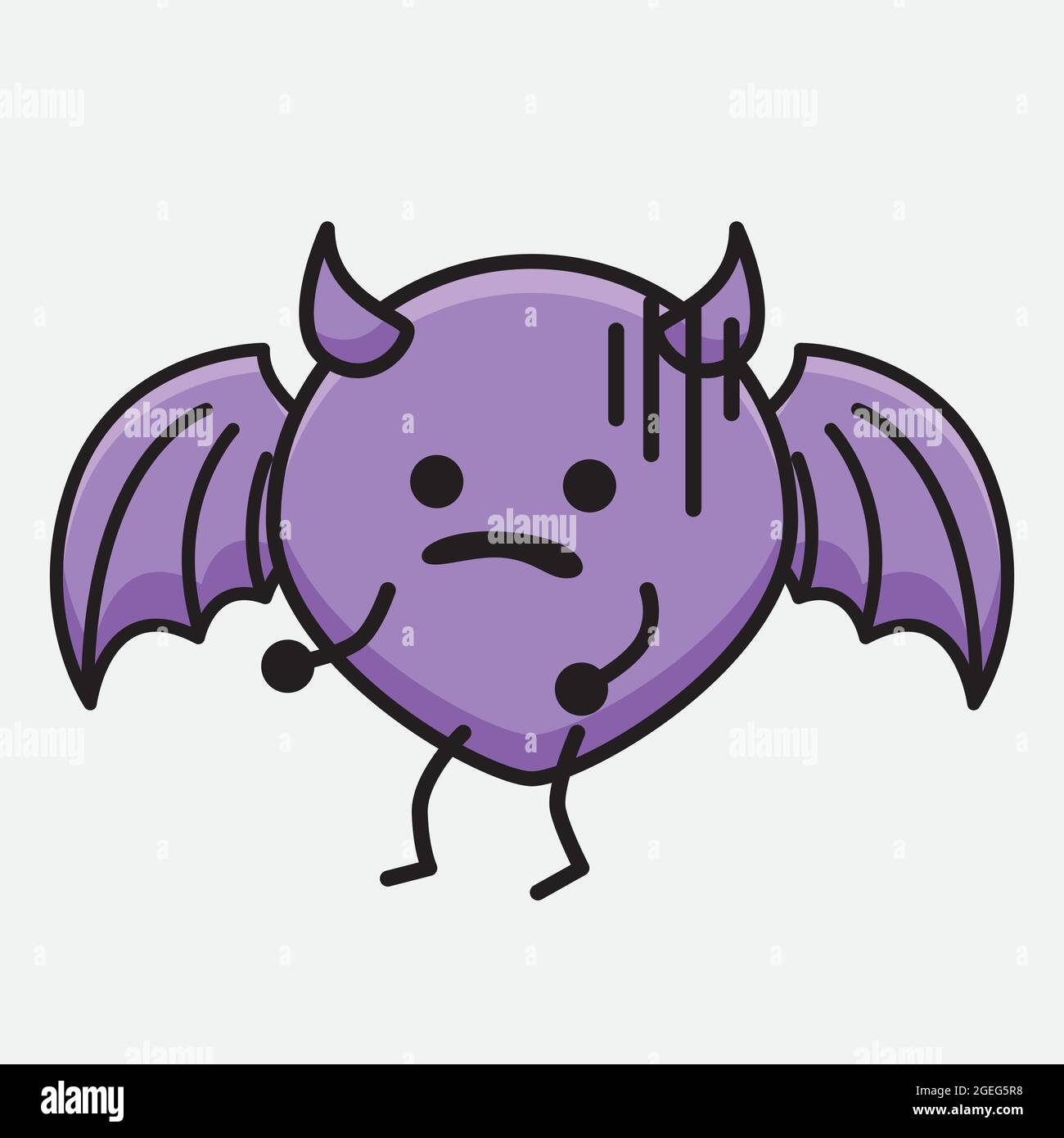 Vector Illustration of Devil Bat Character with cute face and simple ...