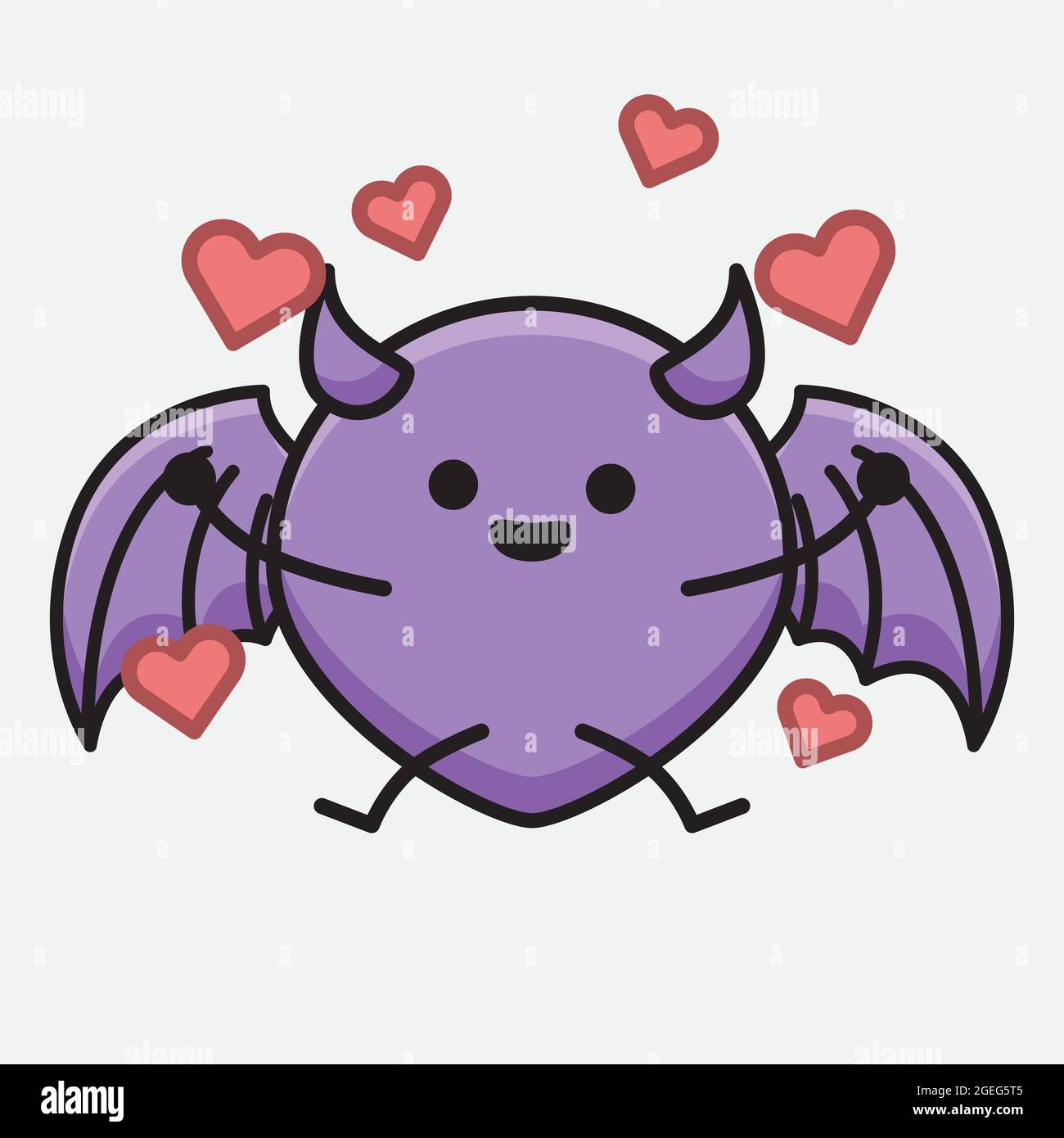 Vector Illustration of Devil Bat Character with cute face and simple ...