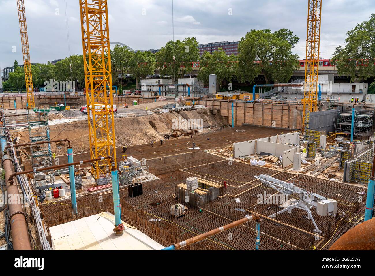 Large construction site for a new office building, at the Cologne Trade ...