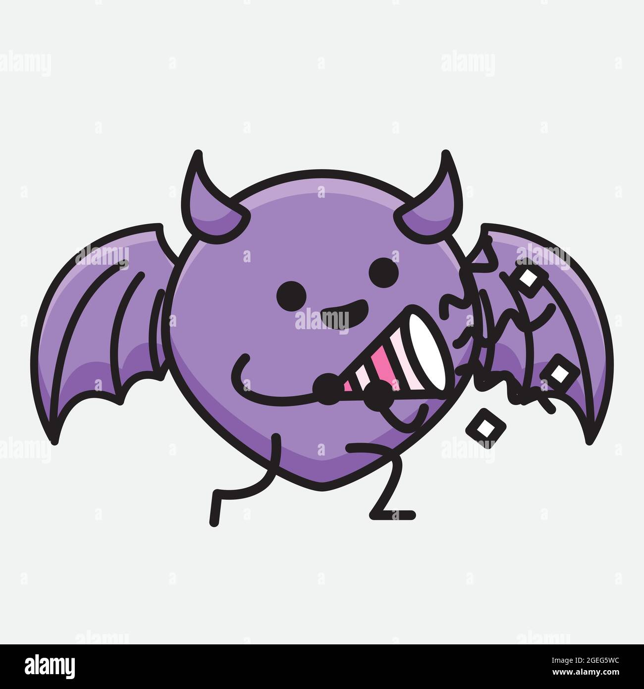 Vector Illustration of Devil Bat Character with cute face and simple ...