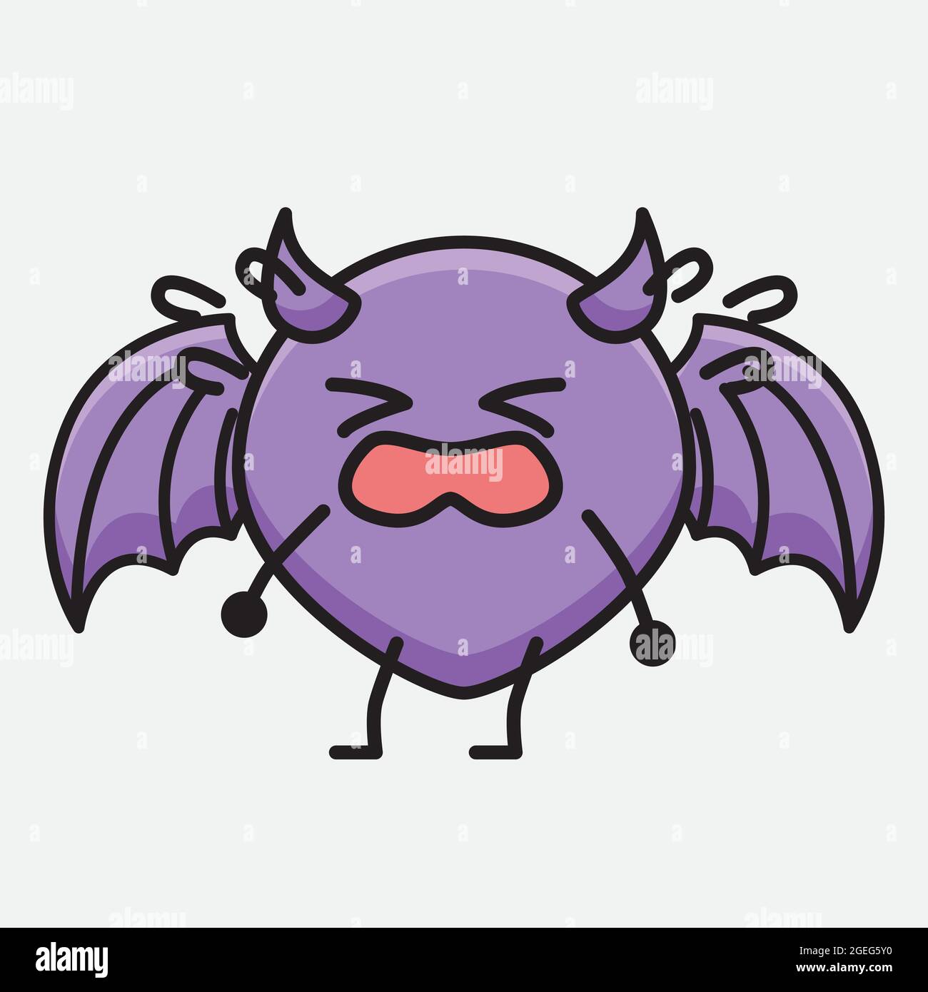 Vector Illustration of Devil Bat Character with cute face and simple ...