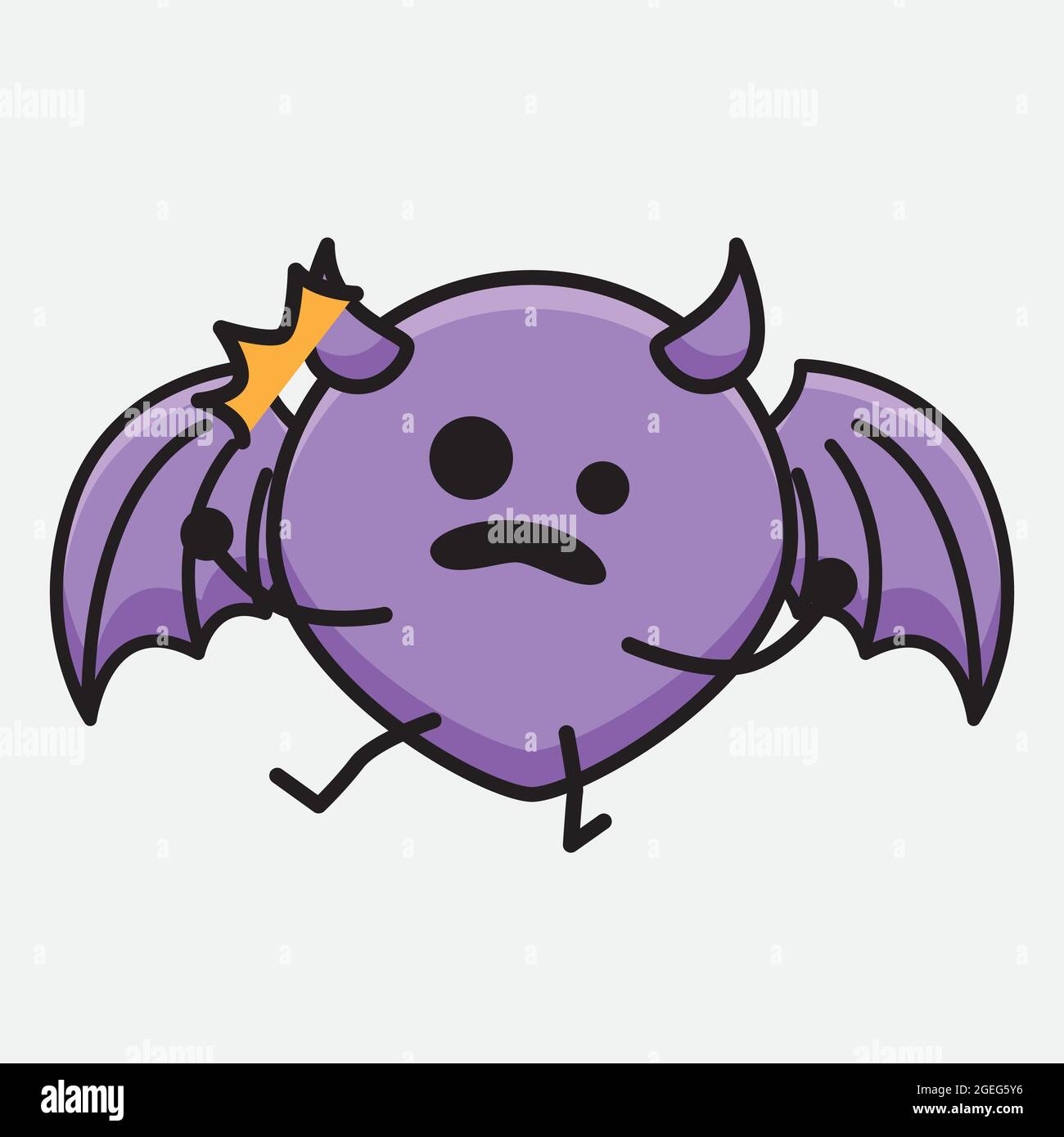 Vector Illustration of Devil Bat Character with cute face and simple ...