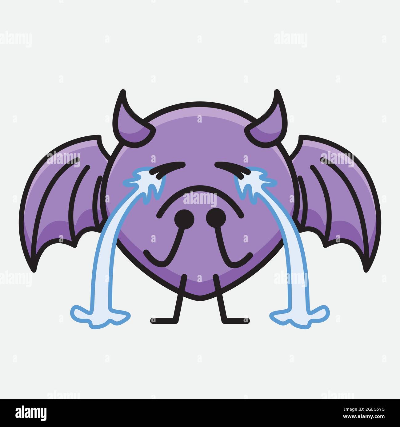 Vector Illustration of Devil Bat Character with cute face and simple ...