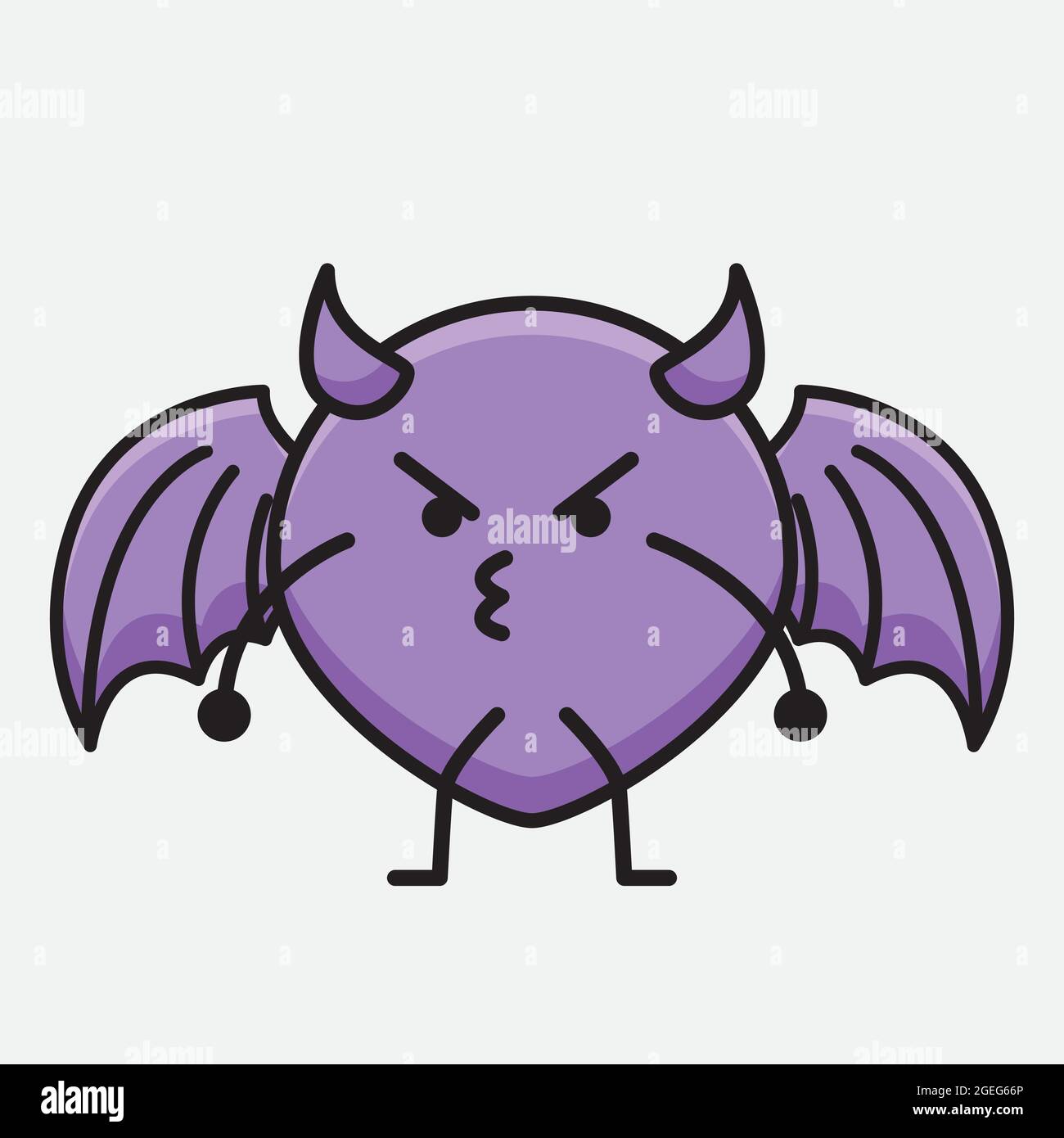 Vector Illustration of Devil Bat Character with cute face and simple ...