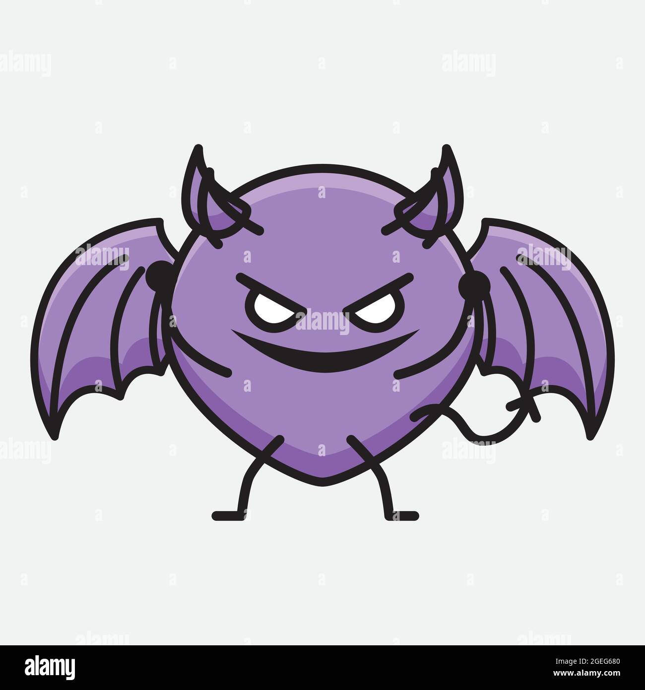 Vector Illustration of Devil Bat Character with cute face and simple ...